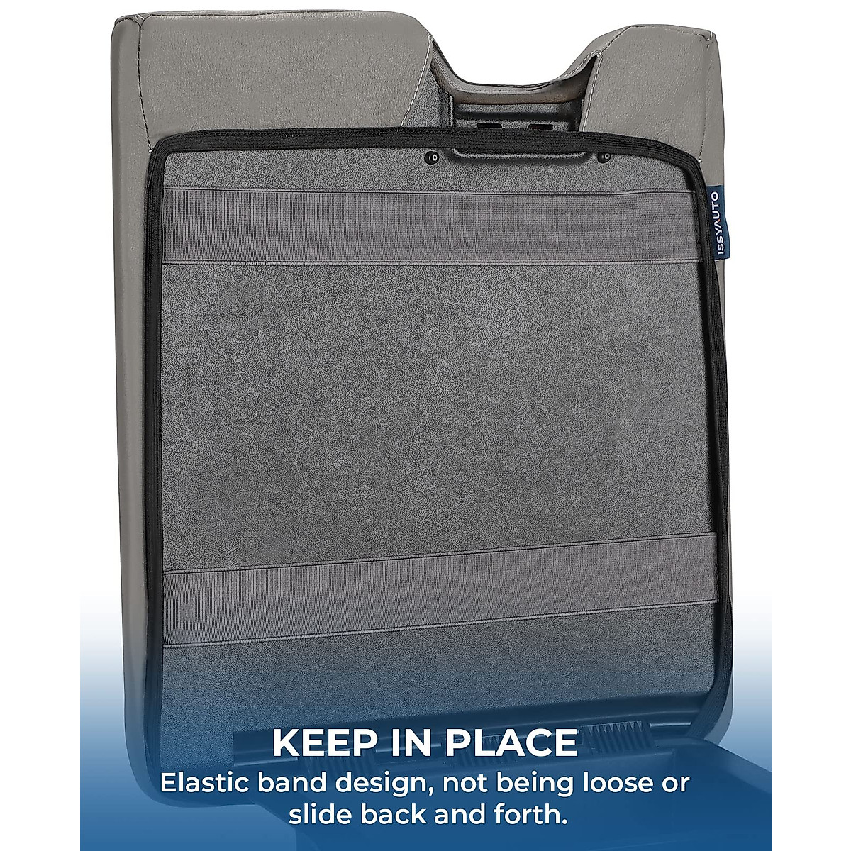 ISSYAUTO Center Console Cover Compatible with 2015-2023 2024 F150, 2017-2023 2024 F250 F350 F450 with 40/20/40 Jump Seat, Leather Armrest Cover Center Console Cushion, Gray (Jump Seat Only)