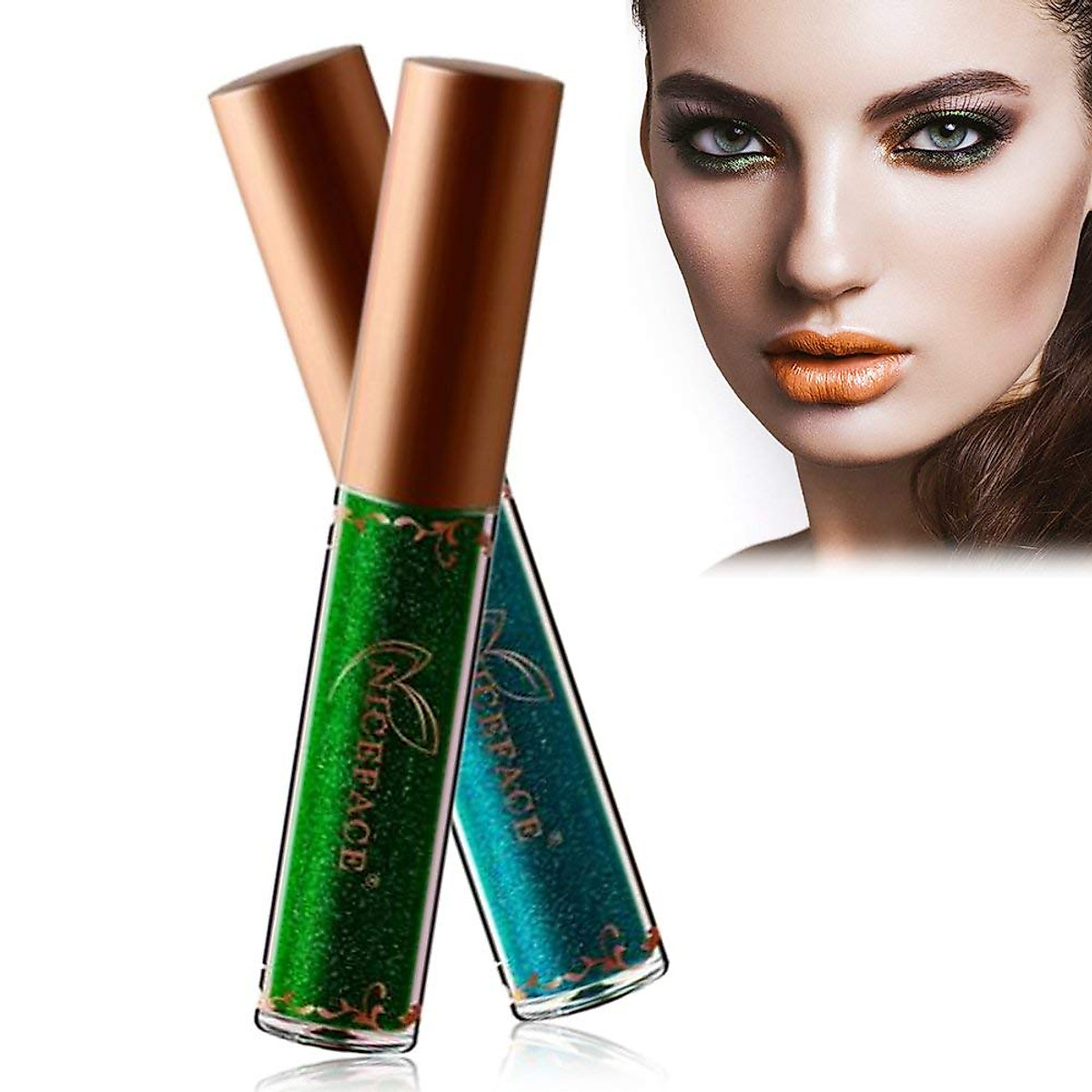 12 Colors Glitter Diamond Eyeliner Liquid Shining Metallic Eyeliner Eye Makeup (Blue#01)