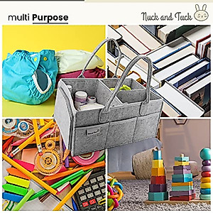 Diaper Caddy Organizer for Baby Girl or Boy – Baby Changing Station Organizer – Premium Felt Nursery Organizer with Multiple Storage Pockets – Practical and Portable Design – Fits Diapers, Wipes, Toys