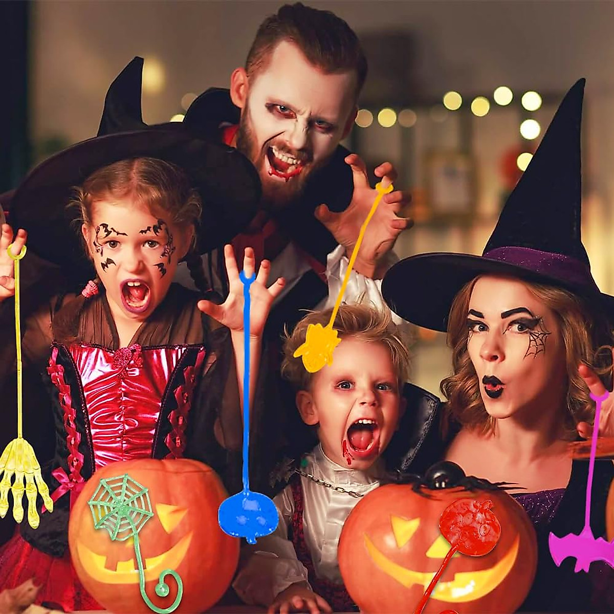 Vellibring 48 PCS Halloween Sticky Hands Party Favors for Kids Stretchy Sticky Toys Bulk for Halloween Treats Goodie Bag Stuffers Fillers Classroom Exchange Prizes