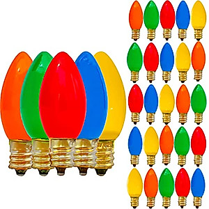 Multi-Color Christmas Lights Solid Color Ceramic Flashing Twinkle Bulbs C9 E17 Indoor Outdoor