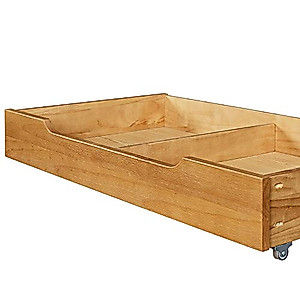 MUSEHOMEINC Solid Wood Under Bed Storage Drawer with 4-Wheels for Bedroom,Wooden Underbed Storage Organizer,Suggested for Twin and Full Size Platform Bed