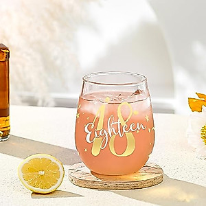 Yalucky 18th Birthday Gifts For Women Wine Glass Gift Idea 18 Years Old Party Decorations 18th Anniversary Wedding Drinking Present For Wife Her Friend Ladies Mom Auntie Daughter Sister