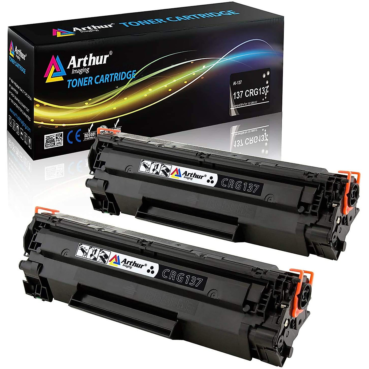Arthur Imaging Compatible Toner Cartridges Replacement for Canon 137 (Black, 2-Pack)