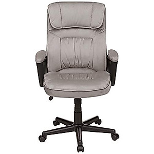 Amazon Basics Classic Office Desk Computer Chair - Adjustable, Swiveling, Ultra-Soft Microfiber, Lumbar Support, 28"D x 25"W x 43.5"H, Light Gray