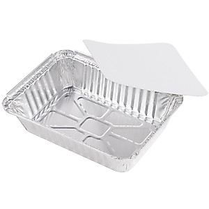 DCS Deals 50-Pack Heavy Duty Disposable Aluminum Oblong Foil Pans with Lid Covers | 100% Recyclable Tin Food Storage Tray | Extra-Sturdy Containers for Cooking, Baking,- 2.25lb