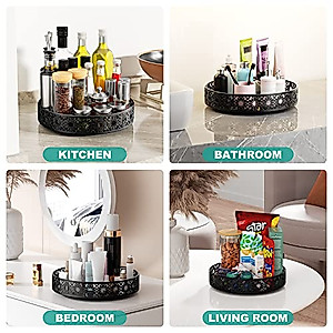 Lazy Susan Organizer, 11 Inch Lazy Susan Turntable for Cabinet Table, PHINOX Turntable Organizer Lazy Susan Spice Rack with Non-Slip Pad, Lazy Susan for Kitchen Bathroom Pantry Vanity (Metal)