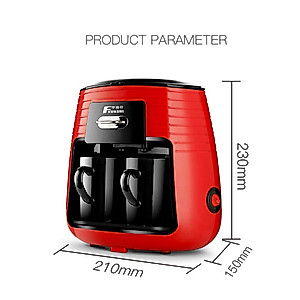 NOALED Coffee Machine Built-In, Coffee Machine Espresso American Coffee Machine Home Automatic Tea Machine Filter Mini Coffee Pot Red