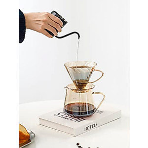 Pour Over Coffee Maker Set with Glass Dripper, 600ml 20oz V60 Coffee Server Pot, 50 Paper Filter and Spoon, Gift Kit for Coffee Lover
