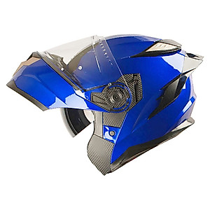 1Storm Motorcycle Modular Full Face Helmet DOT Adults Street Bike Flip up Dual Visor Sun Inner Shield Anti Fog Pinlock Ready Shield: Glossy Blue