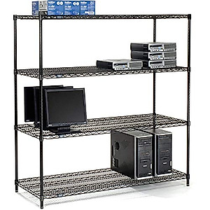 Nexel Adjustable Wire Shelving Unit, 4 Tier, NSF Listed Commercial Storage Rack, 24" x 60" x 63", Black Epoxy