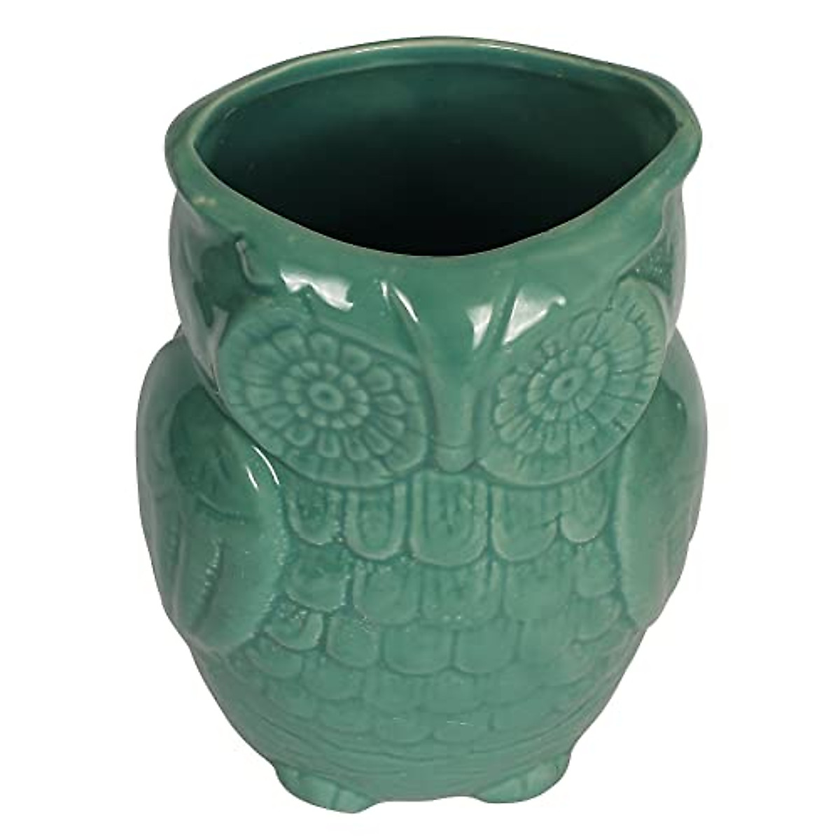 ABHANDICRAFTS Utensil Holder for Kitchen Counter 7.5" Inch Multi-Purpose Ceramic Organizer for Kitchen Decor, Paint Brush, Flower Vase, Cooking Tool Utensils Caddy for Countertop Aqua