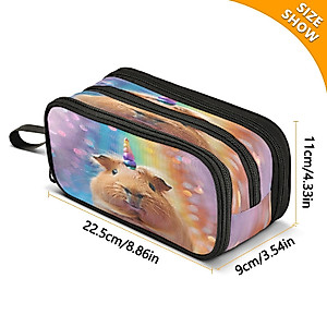 BOENLE Rainbow Guinea Pig Unicorn Pencil Case Box Boys Girls Large Pencil Pouch Zipper Compartments Big Capacity Stationery Pen Bag Organizer Kids Teens Adults School