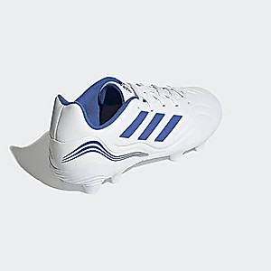 adidas Copa Sense.3 Firm Ground Soccer Shoe, White/Blue/Legacy Indigo, 11 US Unisex Little Kid