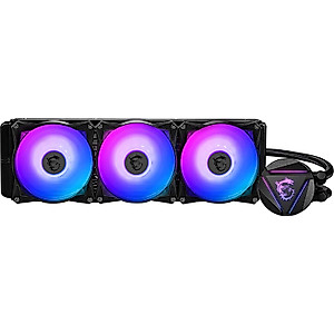 MSI MAG Series CORELIQUID 360R, aRGB CPU Liquid Cooler (AIO): Rotatable Blockhead Design, 360mm Radiator, Triple 120mm aRGB PWM Fans