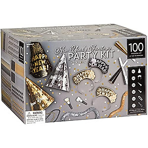 amscan Fantasy 2023 New Year's Eve Decorations Party Supplies for 100, Includes Top Hats, Tiaras and Bead Necklaces