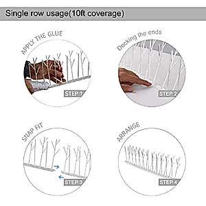 Aspectek Plastic Polycarbonate Bird Spikes Kit with Adhesive Glue, Covers 10 Feet