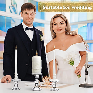 Irenare 3 Unity Candles with Candle Holder for Wedding Ceremony Wedding Accessories for Reception Ceremony Decorative Glass Candle Holder Pillar Candle for Formal Events Wedding Church (Classic Style)