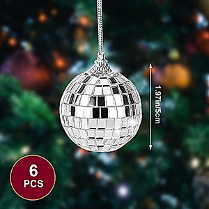 Mirror Disco Balls Set - Mini Disco Party Decoration Hanging Mirror Ball Silver Disco Balls Ornaments Reflective Design Suitable for Christmas Tree,Party,Wedding Decoration (6PCS)