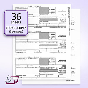 NextDayLabels - 1099-NEC Forms for 2024, 4-Part Tax Forms, Vendor Kit of 50 Laser Forms and 50 Self-Seal Envelopes, Forms Designed for QuickBooks, TFP and Other Accounting Software