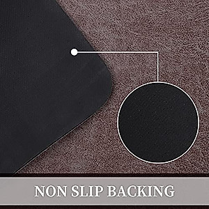 FairOnly Bath Mat Rug Thin Under Door Bathroom Floor Mats Rubber Non Slip Super Absorbent Bathroom Rugs for Bathtub Shower Sink Bathroom Under Door, 17" x 24", Brown