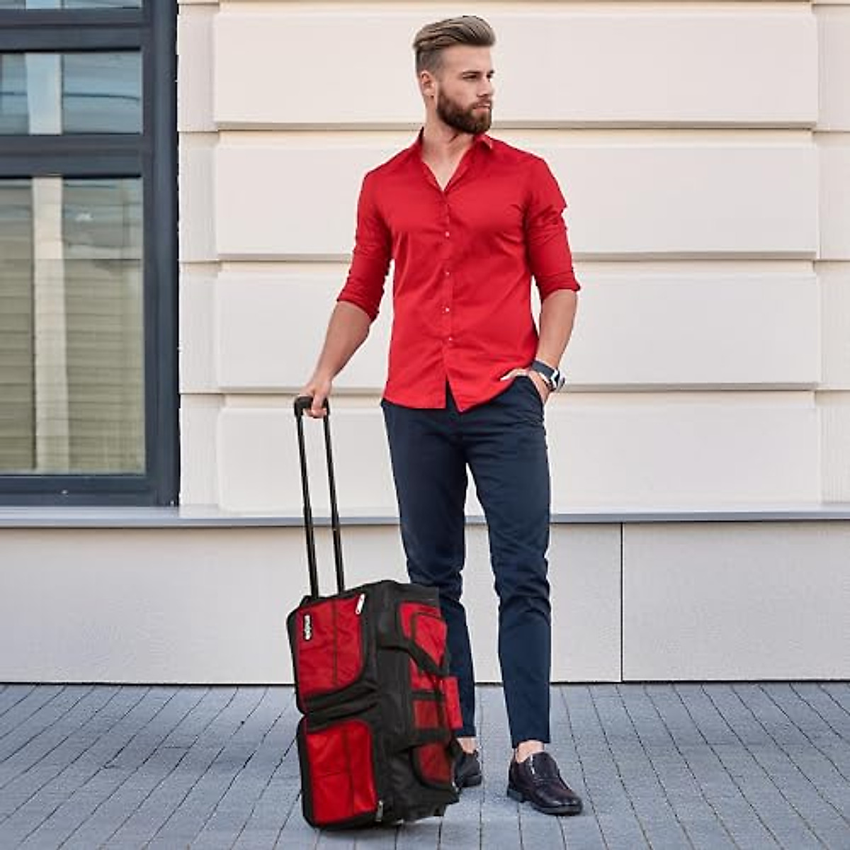 Dejuno 20-Inch Carry-on Rolling Duffle Bag, Red, One Size
