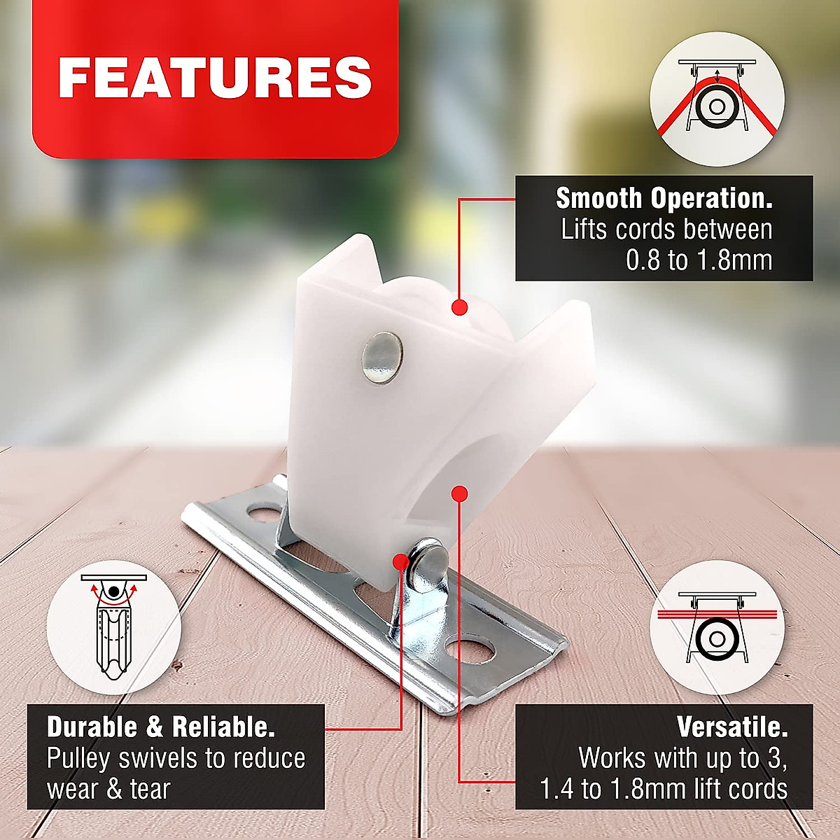 Amazing Drapery Hardware 2 Qty: Small Roman Shade Cord Pulley : up to 3 Cords