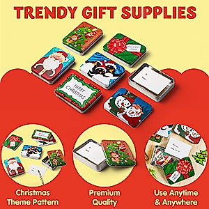 JOYIN 6 Christmas Gift Card Holder Tin Boxes 4.7” x 3.5” x 0.9” Christmas Tins Holders for Christmas Holiday Décor, Xmas Party Favor Box