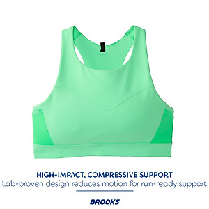 Brooks Women's 3 Pocket Sports Bra for Running, Workouts & Sports - Neo Green - 40 C/D