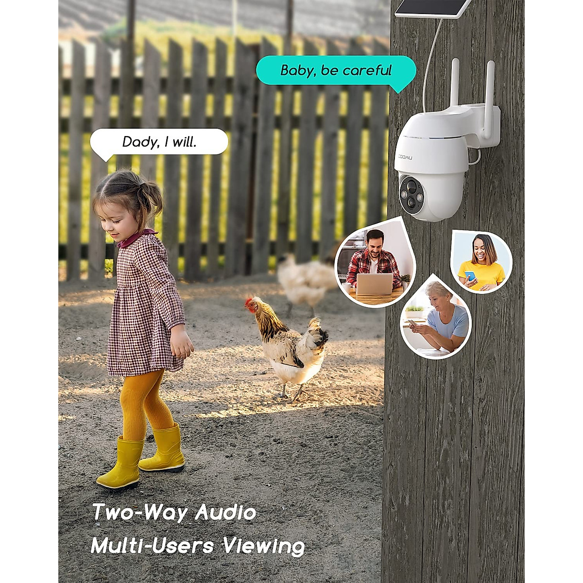 Security Camera Outdoor, 360° PTZ Security Cameras Wireless Outdoor Solar Powered, 2.4G Wireless WiFi Cameras for Home Security, 2K Night Vision, PIR Detection, 2 Way Audio,IP66,SD/Cloud Storage