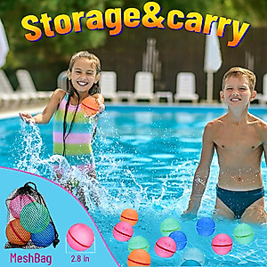 12 Pack Reusable Water Balloons for Kids, Adults with Goggles, Mesh Bag| Magnetic Refillable Water Balloons | Self-Sealing Water Bombs Summer Fun Toys, Silicone Water Balloon Quick Fill Summer Games