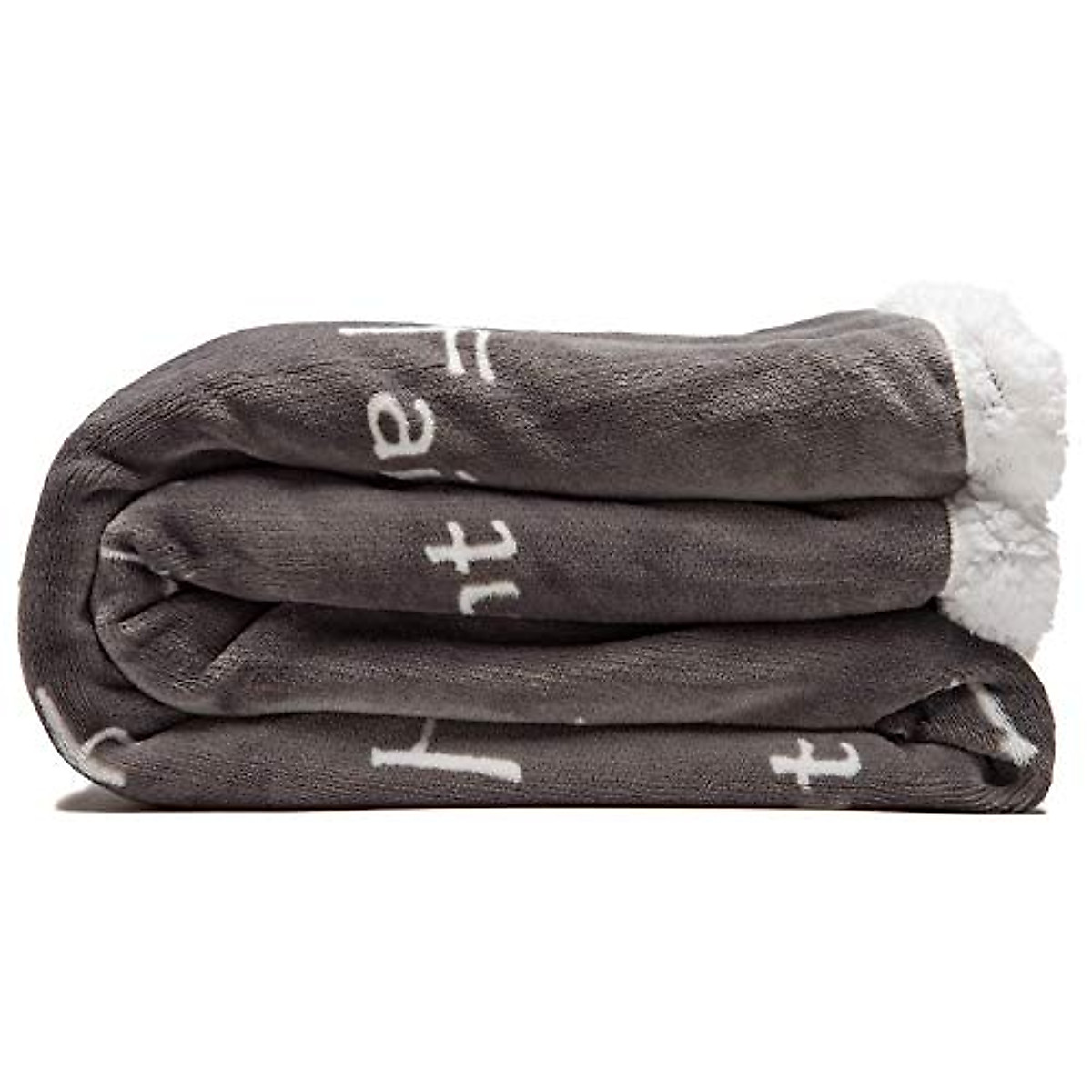Chanasya Love and Joy Inspiring Gift Throw Blanket - Cozy, Warm and Fluffy Sherpa - Perfect Caring, Uplifting, Thoughtful, Personalized Gift for Blessings, Peace and Prayer (65x50 inches) Gray