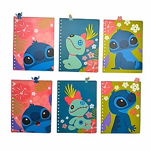 Innovative Designs Disney Stitch Tab Journal Notebook Ohana Spiral Bound, 144 Lined Pages, 8 x 7 inches, Blue