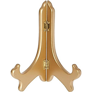 Bard's Hinged Gold-toned MDF Wood Plate Stand, 7" H x 6" W x 4.25" D (For 7" - 8.5" Plates)
