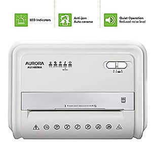 Aurora AU1480MA Professional Grade 14-Sheet Micro-Cut Paper and CD/Credit Card Shredder/ 30 Minutes Continuous Run Time, White/Gray