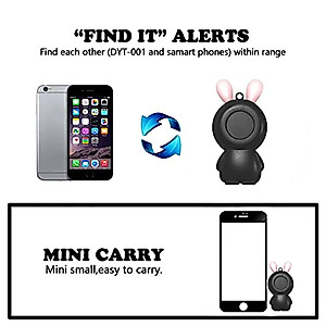 Portable Rabbit-Shape Locator Mini Anti-Loss Device Waterproof Bluetooth 5.0 Mobile Tracking Bluetooth GPS Locator for Pet Keychain Bag, Black, 1PC