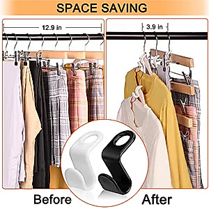 Clothes Hanger Connector Hooks, Hanger Extender Clips, 68 Pcs Cascading Clothes Hangers Space Saving, Black White Plastic Hanger Organizer