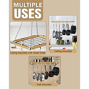 Cooks Standard Hooks, 4 Pack Aluminum Ceiling Hooks for Pot Rack, 30 lbs Max Load Heavy Duty Kitchen Hooks Hanger , Waterproof and Oilproof Moveable Hooks Organize for Kitchen-Silver