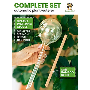 GARDENBRO 8 pc Plant Watering Globes Large Plastic - Automatic Plant Waterer Set Include Plant Accessories for Indoor and Outdoor Pots - Set of 8