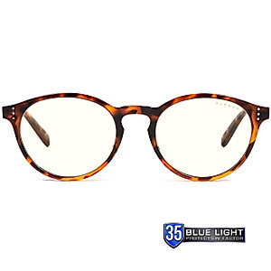 GUNNAR - Premium Reading Glasses - Blocks 65% Blue Light - Attaché, Tortoise, Amber Tint, Pwr +2.5