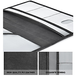 HerriaT Car Registration and Insurance Card Holder - Leather Vehicle Glove Box Automobile Documents Paperwork Wallet Case Organizer for ID, Driver's License, Key Contact Information Cards