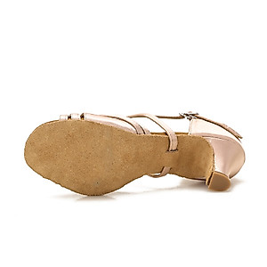 Yokala Ballroom Dance Shoes Women Latin Salsa Practice Open-Toe Sandals 2.5 Inch Heels S01(9,Nude-2.5 Inch Heel)