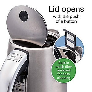 Hamilton Beach Professional Digital LCD Variable Temperature Control Electric Tea Kettle, Water Boiler & Heater, 1.7L, Cordless, Auto-Shutoff & Boil-Dry Protection, Silver (41028)