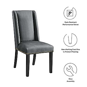 Modway Baron Performance Velvet Set of 2 Dining Chairs with Gray EEI-5012-GRY