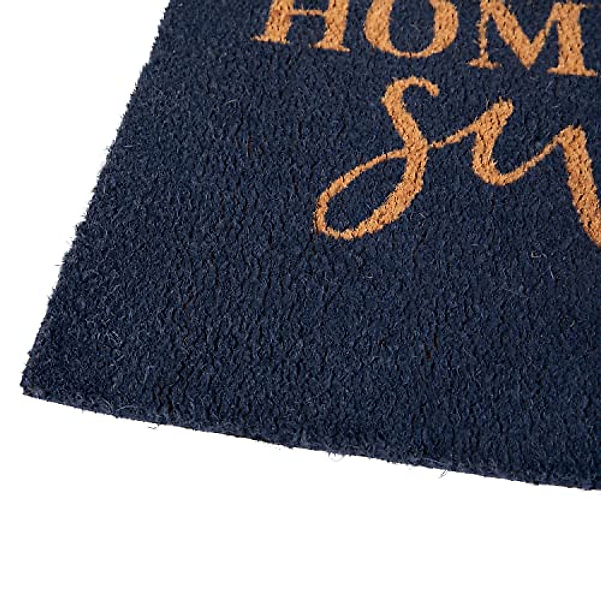 Flash Furniture Harbold Indoor/Outdoor Coir Doormat - Navy Background with Natural Home Sweet Home Message - 18" x 30" - Non-Slip Backing