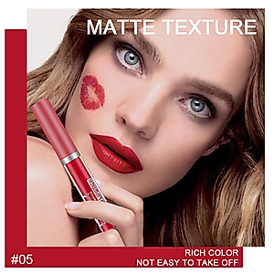 evpct 6Pcs Matte Liquid Lipstick Set Lip Stain Makeup Kit 24 Hour Long Lasting Waterproof Dark Red Stay on Lipsticks Set for Women Matt Lippies labiales larga duracion 24 C-01