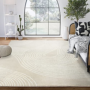Abani Nuevo Collection Area Rug - Transitional Beige/Cream Design -5'3" x 7'6" - Easy to Clean - Durable for Kids & Pets - Non-Shedding - Medium Pile - Soft Feel - for Living Room, Bedroom