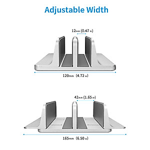 JARLINK (Upgraded Dock Version Vertical Laptop Stand, Double Desktop Stand Adjustable Laptop Holder (up to 17.3 inches) Compatible with All MacBook Pro/Air/Microsoft Surface (Silver)