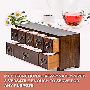 Label Holder Organizer Traditional Medicine Cabinet - Desktop Wide & Small Cabinet w/ 8 Drawers - Tabletop Apothecary Cabinet - Pre-Assembled Oriental Furniture - Vintage Card Catalog - Chest Drawer