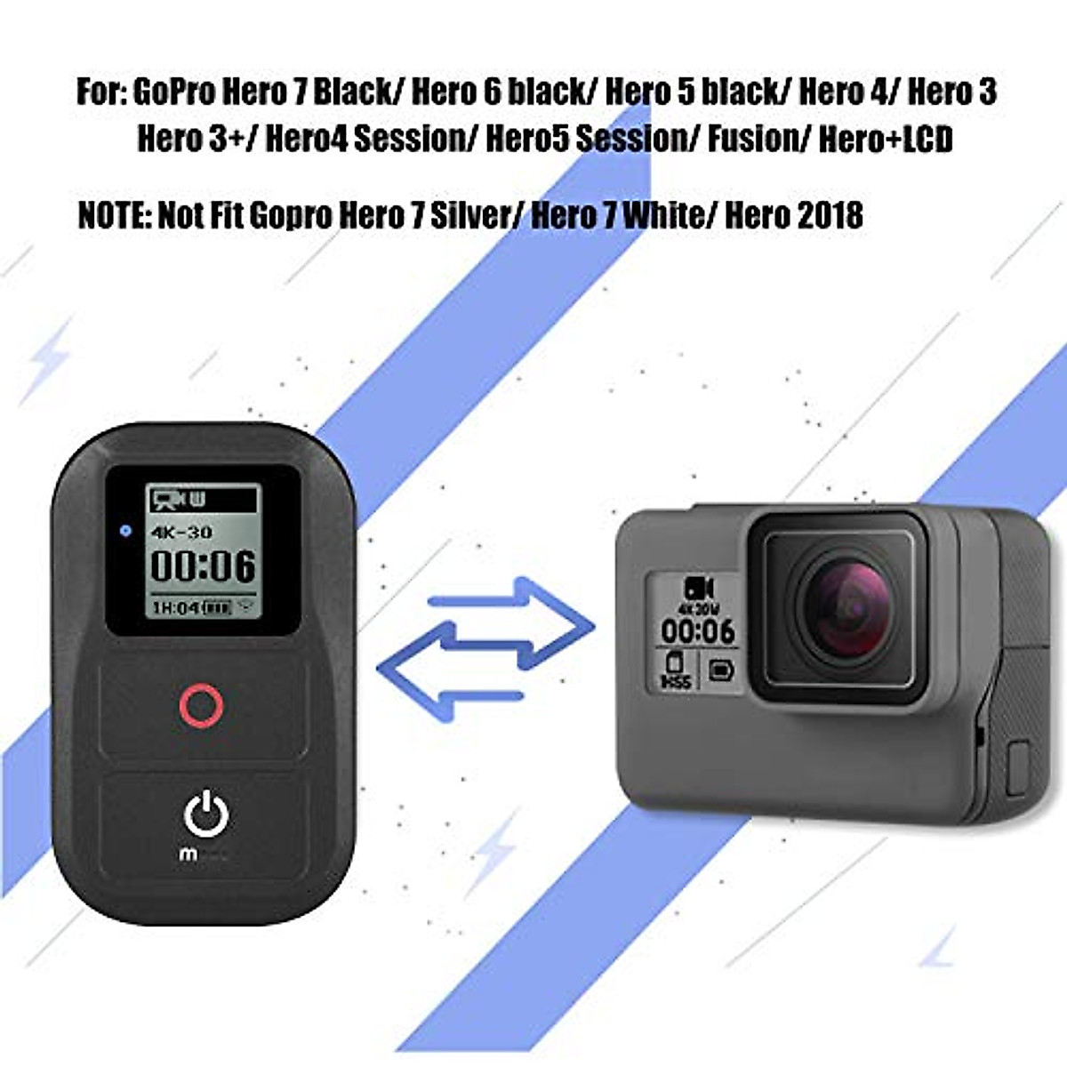 Suptig Waterproof Wireless Remote Control for Gopro Hero 8 Hero 7 Black Hero 6 Black Hero 5 Hero 5session Hero 4 Hero4 Session Hero 3+ Hero 3 Action Camera WiFi Remote